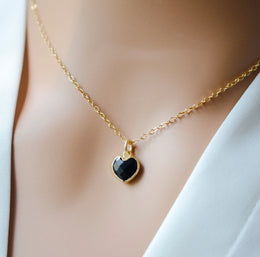 Black Onyx Heart Pendant Necklace in 14k Gold Filled - Handmade Jewelry ...